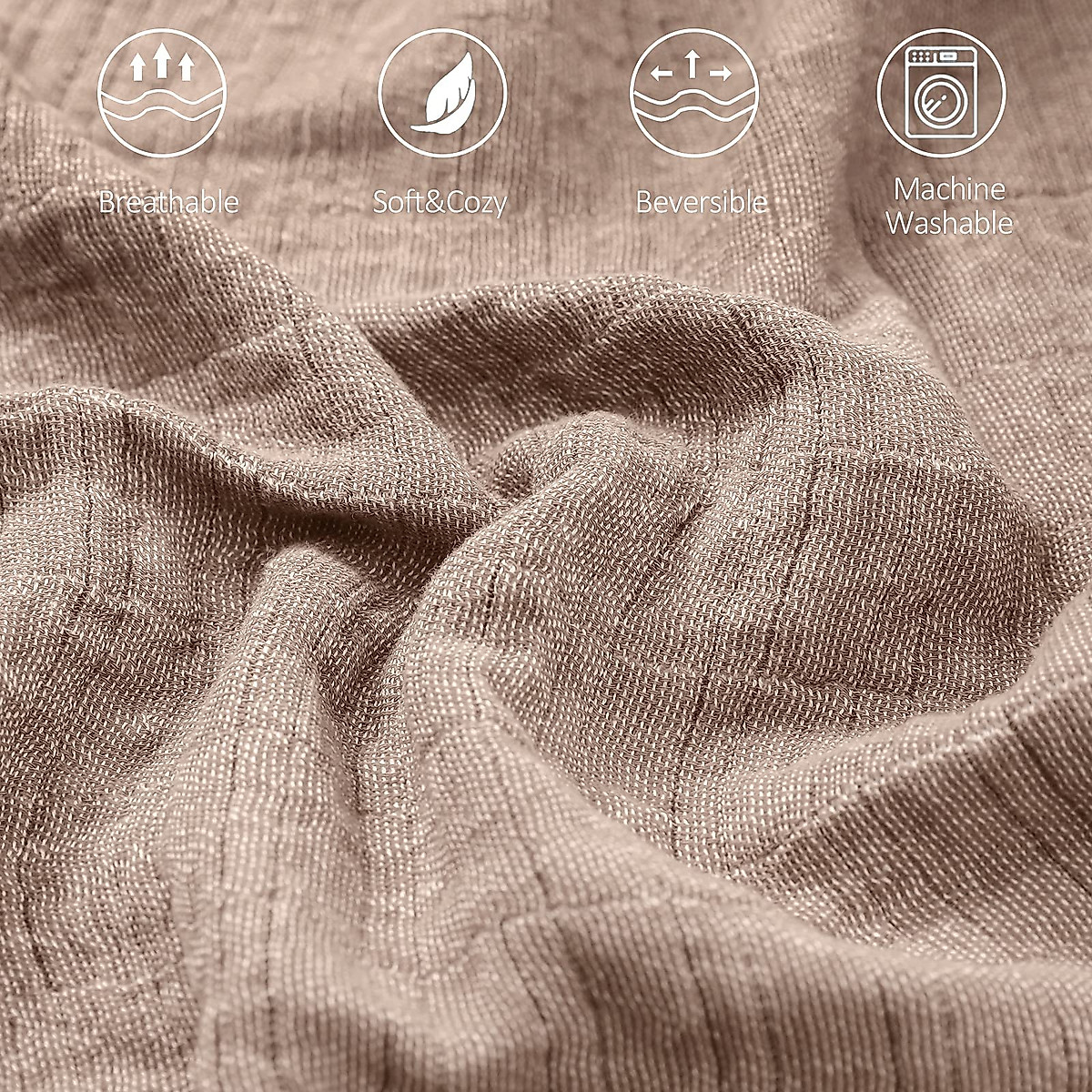 SE SOFTEXLY Muslin Throw Blankets, 4-Layer Cotton Blanket for Couch/Bed,Light Comfortable Breathable Gauze Blanket All Season,Muslin Blankets Full/Queen Size for Adults(80" x 90",Coffee)