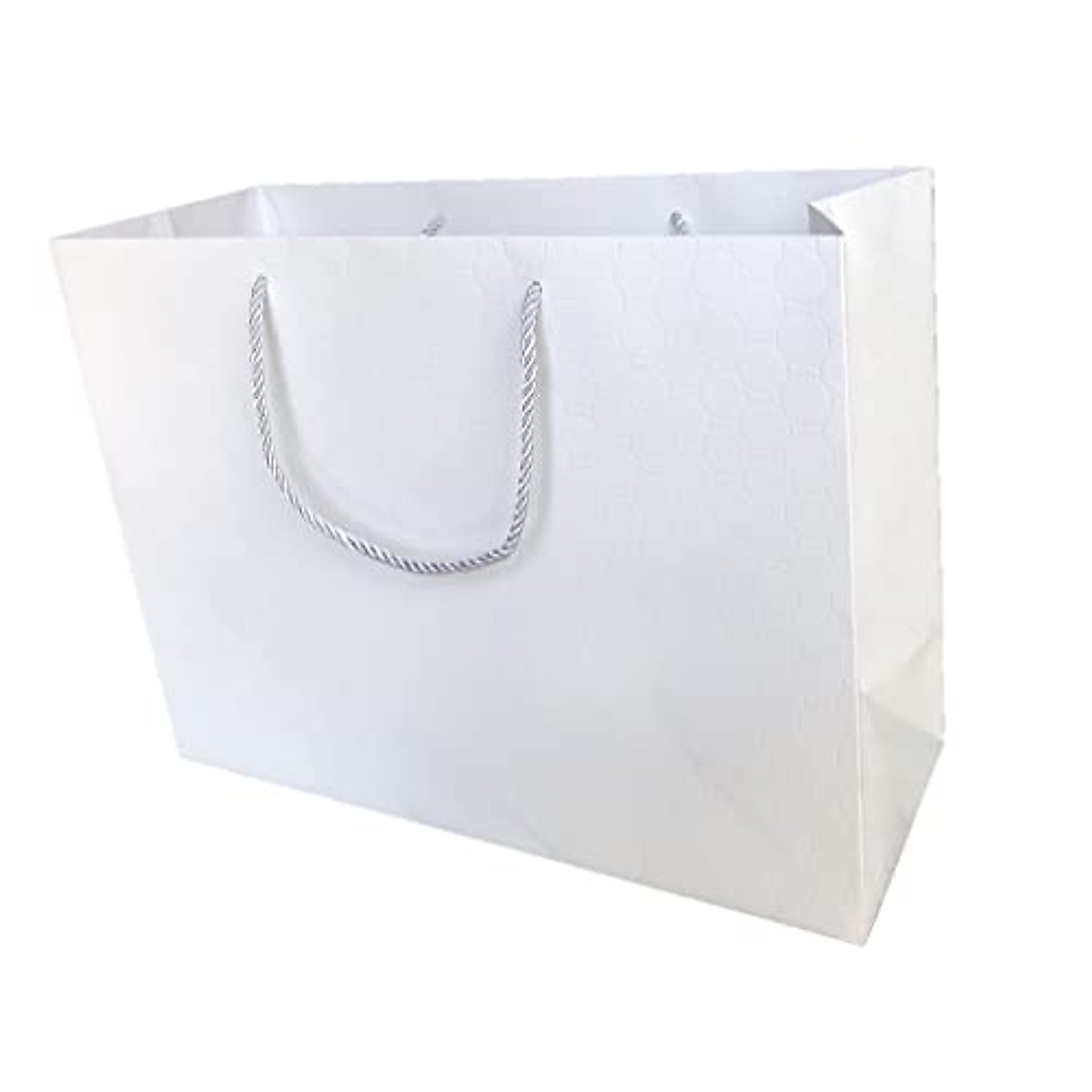 MODEENI Extra Large White Gift Bags with Handles 16x6x12 White Paper Bags 16x12 Euro Tote Big Shopping Boutique Bags 10 Pack XL Luxury Wedding Bag with Silver Handles