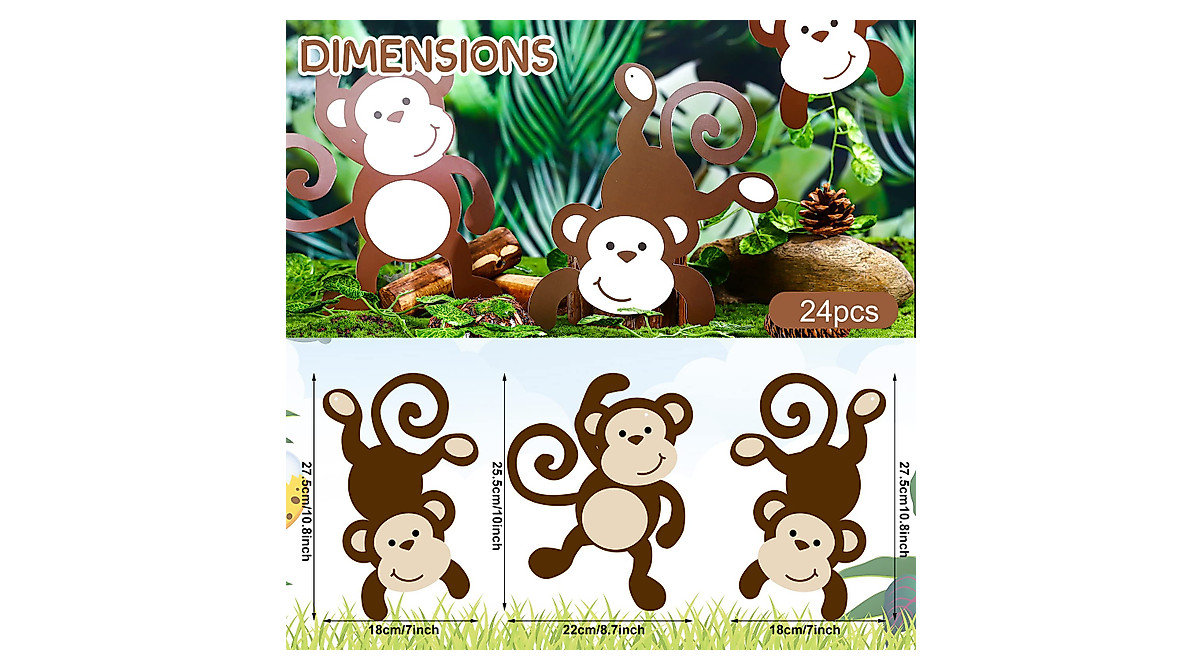 Vibrant Jungle Monkey Party Decorations - Reusable & Easy to Hang