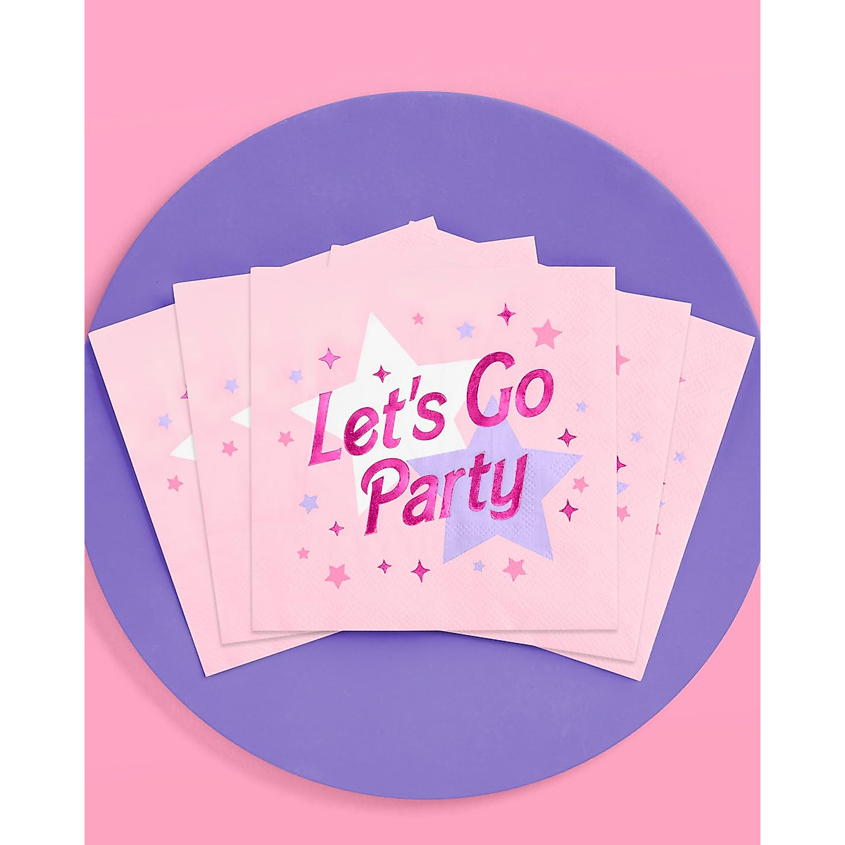 xo, Fetti Let's Go Party Pink Napkins - 3-ply, 25 pcs | Pink Bachelorette Party Decorations, Happy Birthday Party Supplies, Baby Shower Tableware, Cool Cocktail Napkins