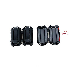 Quluxe 7mm Ferrites Ring Double Clip-on Ferrite Ring Core RFI EMI Noise Suppressor Cable Clip for Video Cable, Coax Cable, Power Cable, Black (Pack of 20)