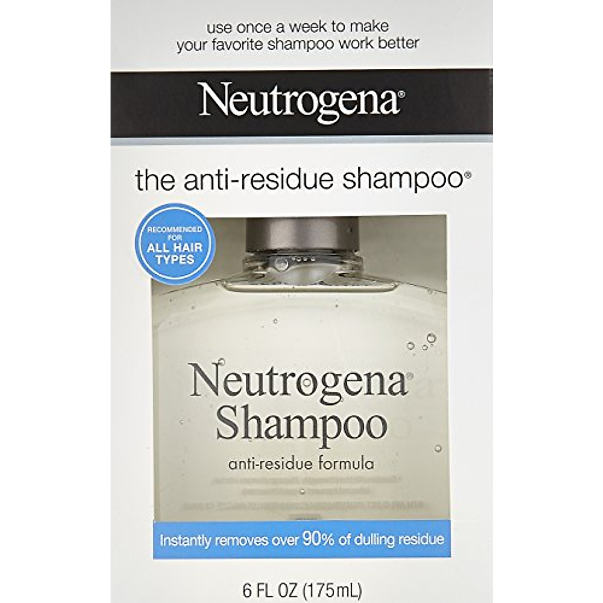 Neutrogena Anti-Residue Shampoo, Gentle Non-Irritating Clarifying Shampoo to Remove Hair Build-Up & Residue, 6 fl. oz (Pack of 2)