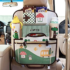 Cartoon Car Seat Back Organizers Large Capacity Car Seat Storage Bag Multifunctional Hanging Organizer Backseat Tissue Phone Water Bottle Storage Box Chair Back Stroller Hanging Bag Organizer Holder