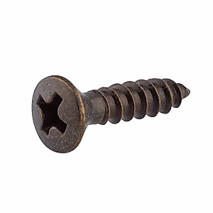 #6 x 5/8" Antique Brass Oval Head Phillips Wood Screws - Pack of 25 - Self Tapping Screws for Wood - OH658-SAB