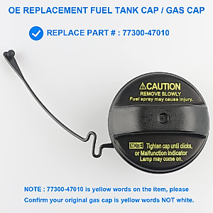Gas Cap, Fuel Cap Replace 77300-47010, 7730047010 Compatible with Toyota - 2004-2008 Toyota Prius, 2003-2009 4Runner GX470, 2002-2006 Camry, 2005-2007 Sequoia, 2003-2006 Tundra, 2005-2008 Tacoma, More