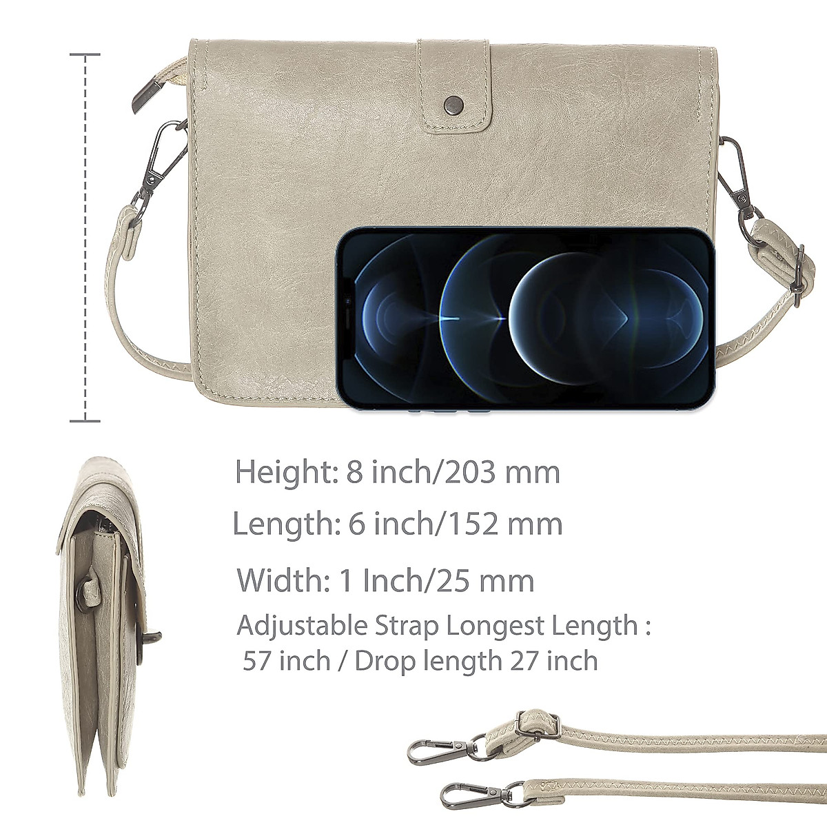 TENXITER Small Purses for Women Vegan Leather Crossbody Cell Phone Bags Wallet (Beige)