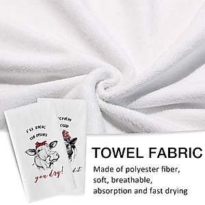 Seliem Funny Farm Cow Kitchen Dish Towel, Kitchen Closed The Heifers Had it I’ll Lick The Dishes You Dry Sign Tea Bar Hand Drying Cloth, Country Farmhouse Fun Animal Decor Home Decorations 18” x 26”