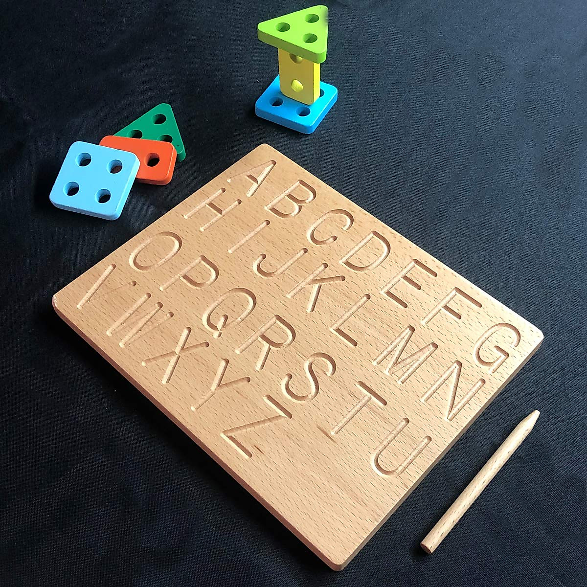 Mfumyy Montessori Alphabet Number Tracing Boards Double Sided Wooden Learn to Write ABC 123 Board Writing Practice Board for Kids Preschool Educational Toy,Homeschool Supplies (ABC+123 Board)