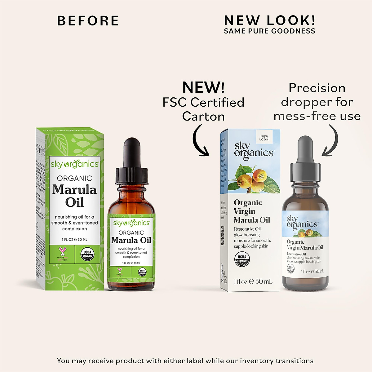 Sky Organics Organic Marula Oil for Face 100% Pure & Cold-Pressed USDA Certified Organic to Replenish, Balance & Boost Glow, 1 fl. Oz