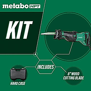 Metabo HPT Reciprocating Saw | Corded | 11-Amp | Variable Speed | Orbital Function Switch | Bevel Gear Drive System | Adjustable Pivot Foot | CR13VST