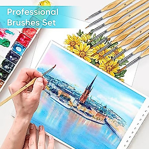 Miniature Paint Brushes, 10PC Fine Detail Paint Brush Set, Mini Small Painting Brushes for Art, Crafts, Acrylic, Watercolor, Oil, Model, Face, Warhammer 40k & Paint by Number, Citadel, Figurine-Wood