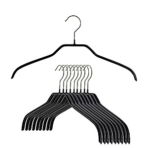 Mawa by Reston Lloyd Silhouette Series Non Slip Space Saving Narrow Clothing Hanger, Style 36-F, Set of 10, Black