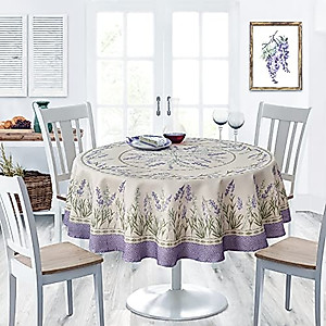 Home Bargains Plus Provence Round Tablecloth, 70 Inch, Holiday Blanchard Field of Lilacs, Wrinkle and Stain Resistant Fabric Table Cover for Dinner Parties and Banquet