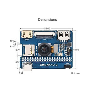 Nano Base Board (C) for Raspberry Pi Compute Module 4 Lite/eMMC, Onboard 8MP Camera Module with 160°FOV, Multiple Interfaces, Same Size as The Raspberry Pi CM4
