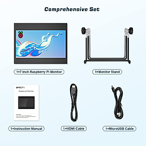 APROTII RasPi Touchscreen Monitor, 1024X600 7" IPS RasPi Screen with Case, Capacitive Touch Screen Display USB/HDMI for PC Phones RasPi 4B 3B+ 3B 3A+ 2B B+ (with Stand)