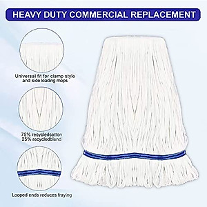 Commercial Cotton Mop,Heavy Duty Looped-End String Mop,String Mop Heads Commercial Cotton Looped End String,Wet Industrial Cleaning Mop,Industrial Dust Mop, 67 inch Stainless Steel Pole.