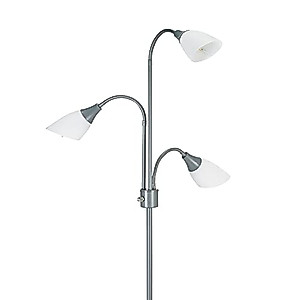 Catalina Lighting 70.25" Medusa 3-Light Floor Lamp with White Shades, Classic Silver