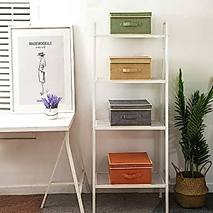 DOMEraax Storage Bins with Lid, Foldable Clothing Storage Box case with Handle for Toy, Books, Closet, Bedroom, Home, 4 Color Set, 13L x 12.5W x 7H inch