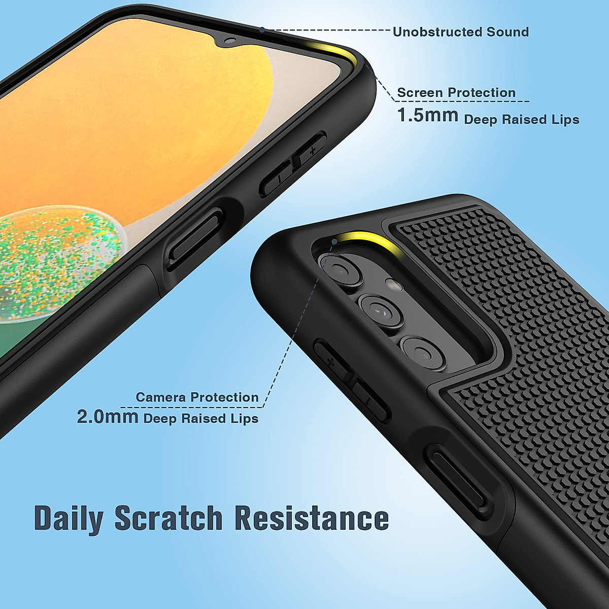 BNIUT for Samsung Galaxy A13 5G Case: Dual Layer Protective Heavy Duty Cell Phone Cover Shockproof Rugged with Non Slip Textured Back - Military Protection Bumper Tough - 6.5inch (Black Matte)