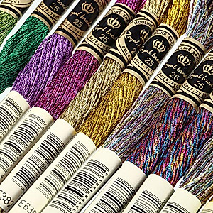 24 Pieces Metallic Embroidery Floss Multicolor Embroidery Skein Threads Glitter Embroidery Thread Cross Stitch Polyester Thread for Friendship Bracelets DIY Embroidery Thread Crafts