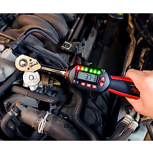 Tapha Tools 3/8 inch Digital Torque Wrench 3.1-62.7 ft-lbs (4.2-85 N-m) Torque Range, Accurate to ±2% Dual Direction, LED and Buzzer Notification, Preset Memory, ISO 6789, Calibrated (WP3N-T085BN)