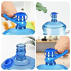 5 Gallon Water Jug Cap Reusable Water Jug 5 Gallon Cap Replacement Water Bottle Snap On Cap 5 Gallon Non-Spill Caps for 55mm Water Bottle(Cap Reusable with Handle)