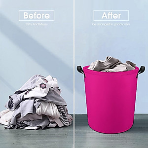 Large Laundry Hamper, Hot Pink Chic Square Laundry Basket Collapsible & Waterproof Storage Basket for College Dorm, Family Essentials