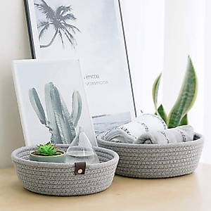 Goodpick 3pack Small Basket - Woven Storage Basket for Living Room Bathroom Storage Basket for towels Cute Round Basket for Baby Toy Storage Home Storage Baskets for Shelves Gift Baskets, Gray