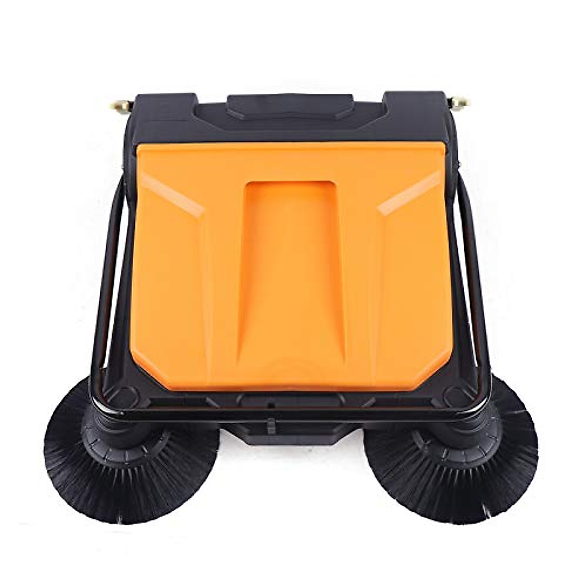 DNYSYSJ Outdoor Industrial Sweeper with 14-Gallon Waste Container 29,277 Square feet per Hour, Walk Behind Hand Push Sweeper Non Electric Yard Sweeper Outdoor Floor Sweeper Manual, Orange