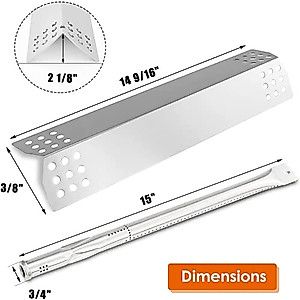 Uniflasy Replacement Parts for Nexgrill 720-0882A Evolution Infrared Plus 5 Burner Gas Grill Repair Part kit for Nexgrill 720-0896 720-0925 720-0896B 720-0896C Heat Plates, Burners Tubes, 5 Pack