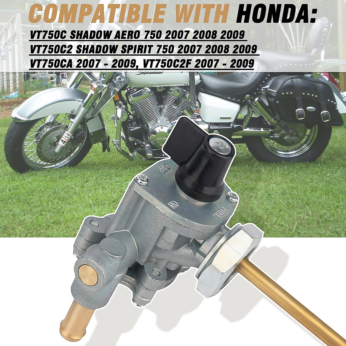VT750C Fuel Petcock Valve Gas Tank Switch for Honda Shadow Aero VT750CA VT750C2 VT750C2F 2007-2009 replace 16950-MEG-023 by TOPEMAI