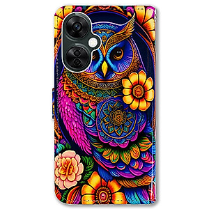 Bcov OnePlus Nord N30 5G Case,Colorful Owl Mandala Flower Leather Flip Phone Case Wallet Cover with Card Slot Holder Kickstand for OnePlus Nord N30 5G