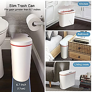 Automatic Trash Can with Essential Oil Diffuser,4 Gallon bathroom trash cans with lid,Touchless Trash Can Bedroom,Small Smart Trash Can Motion Sensor,Slim Garbage Can Bin White Waste Basket (USB)