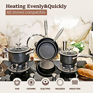 Vvwgkpk Stainless Steel Pots and Pans Sets, Nonstick Kitchen Cookware Set, 7 Pcs Cooking Pots and Pans Set w/Frying Pans & Saucepans with PFOS&PFOA Free, Dishwasher Safe