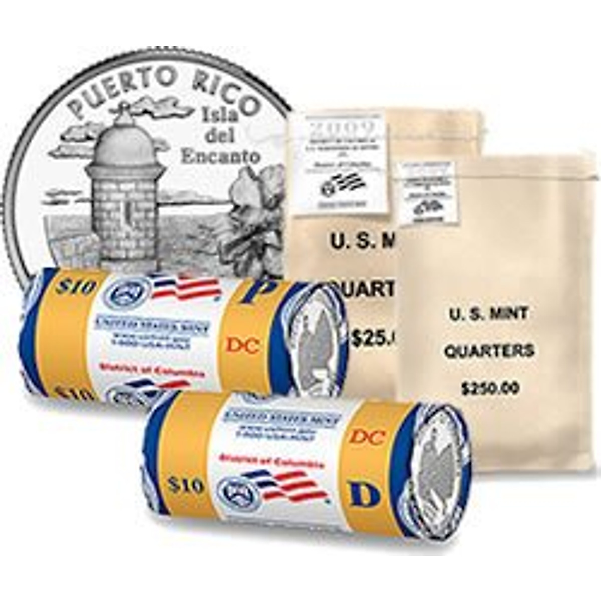 2009 Puerto Rico Quarter Two Roll Set R64 P/D US Mint 80 BU Coins