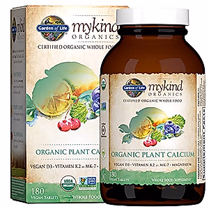 Garden of Life mykind Organics Plant Calcium Supplement Made from Whole Foods with Magnesium, Vitamin D as D3, and Vitamin K as MK7, Gluten-Free - 60 Day Count