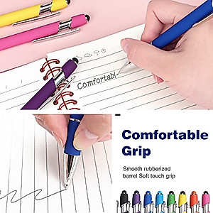 8 Pack Ballpoint Pen 2-in-1 Stylus Retractable Ballpoint Pen with Stylus tip, Metal Stylus Pen for Touch Screens, 1.0 mm Black Ink