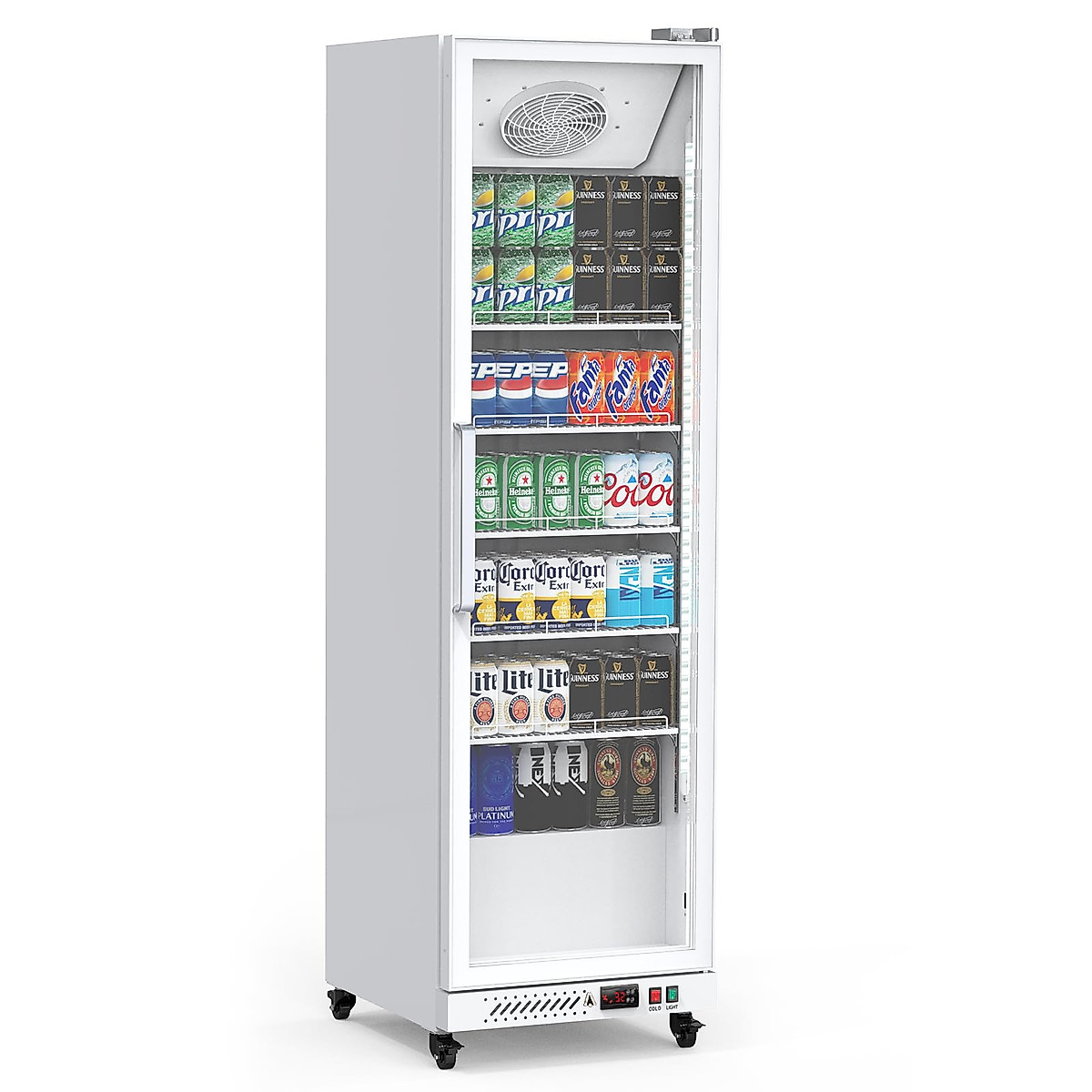 Towallmark Commercial Display Refrigerator, 12.4 Cu.Ft. Beverage Refrigerator Display Fridge, Upright Glass Door Merchandiser Fridge Beverage Cooler with LED Light, Adjustable Shelves