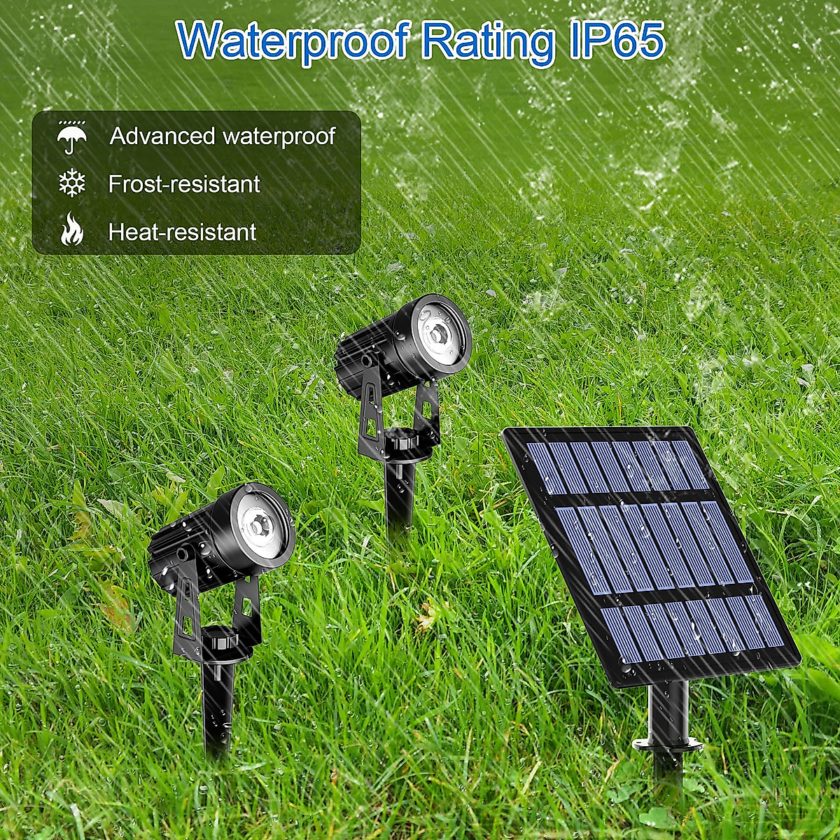 T-SUN Solar Spotlights 2W Outdoor LED Landscape Spot Light, 2-in-1 Waterproof Solar Powered Wall Lights Auto ON/Off with Dual Headlamp for Garden, Yard, Pathway(Warm White)