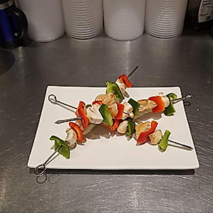 [48 Pack] 12” Stainless Steel Flat Metal Skewers - Kabob Grilling Sticks, BBQ Mediterranean Mexican Cocktail Party, for Appetizers Shish Kebab Meat Fruits Vegetables Picks, Dishwasher Safe