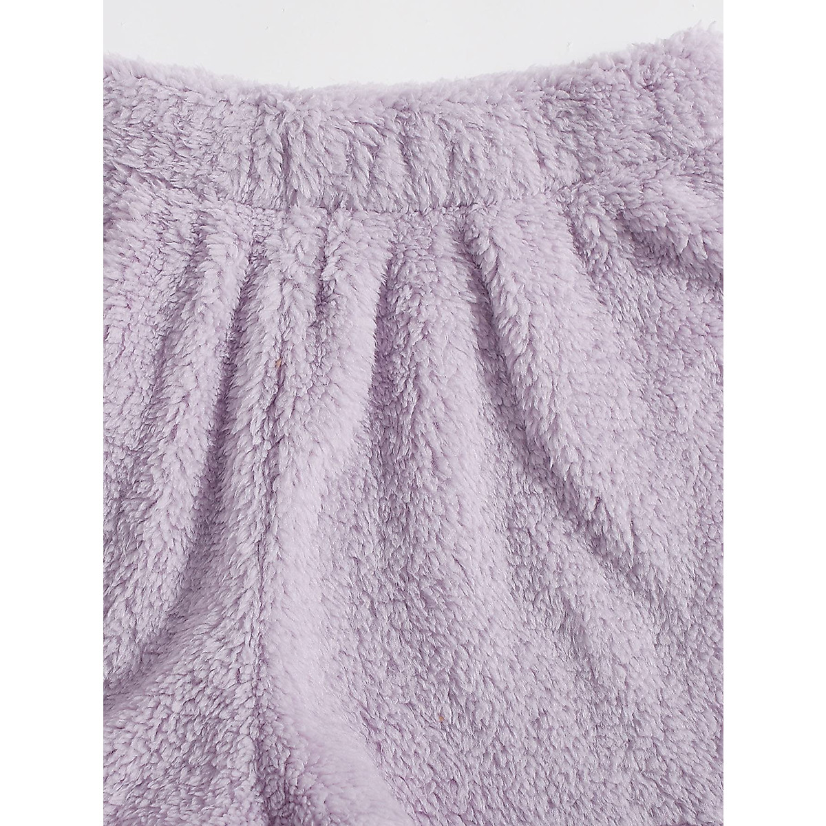 SweatyRocks Women's Fuzzy Pajamas Set Crop Tank Top with Shorts Loungewear Lilac Purple M