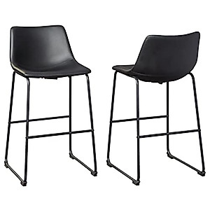 Signature Design by Ashley Centiar Urban Industrial 28.75" Pub Height Bucket Seat Barstool, 2 Count, Black