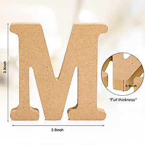 4 Inch DIY Wooden Letters for Crafts Easter Alphabet Letters for Table Decoration Paintable Decorative Letters Standing Letters Slices Sign Board Decoration for Craft Home Party Projects (M Style)