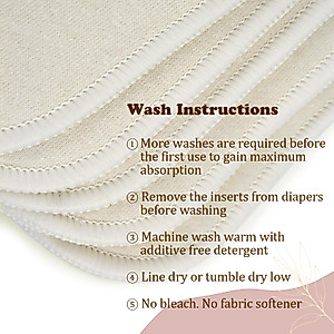 Mama Koala 3-Layer Hemp Cotton Baby Cloth Diaper Inserts, Adjustable and Reusable for Any Baby Cloth Diapers(6 Pack)