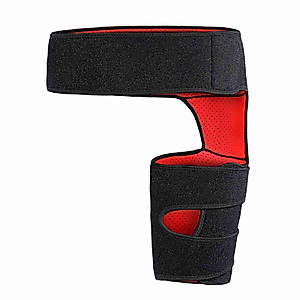 Zerodis Hip Thigh Support Brace, Black Adjustable Groin Brace Wrap Thigh Support Compression Sleeve Stabilizer Compression Groin Support Wrap for Men Women Adult Sitting Posture Corrector