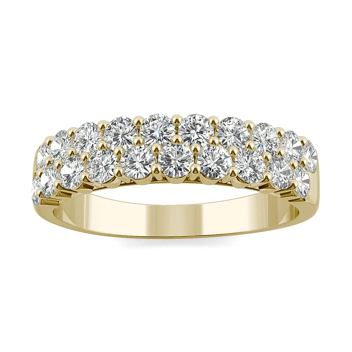 14K Yellow Gold Moissanite by Charles & Colvard 2.4mm Round Band-size 8 1.00cttw DEW