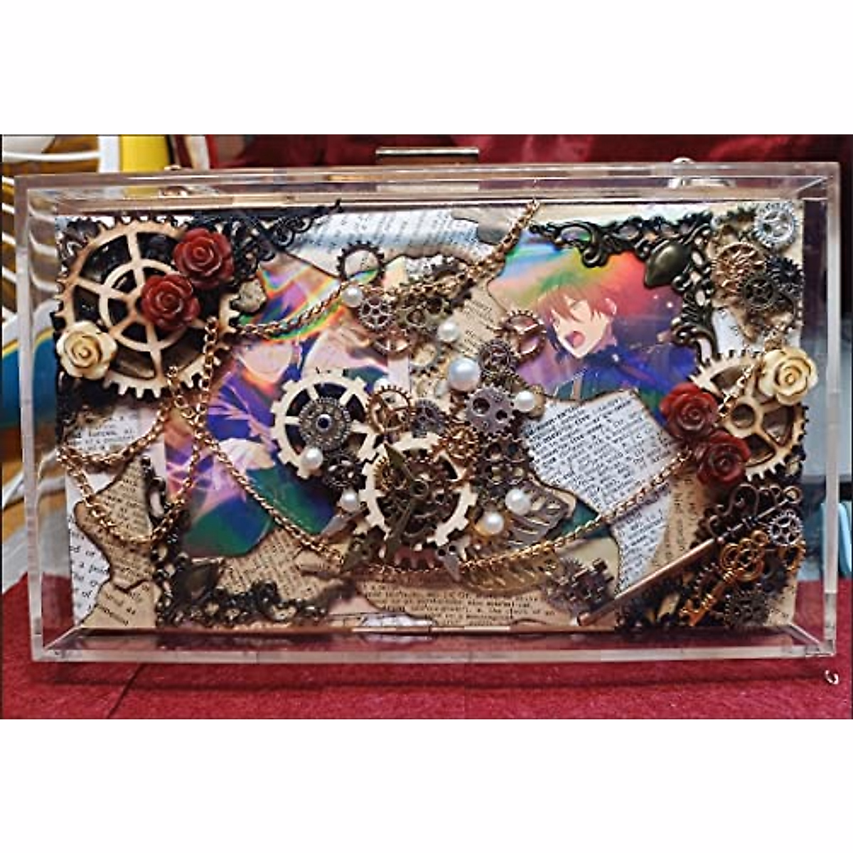 AWXZOM 2pack acrylic clutch purse, clear purse stadium approved, Crossbody Shoulder Evening Handbag, clear purse concert approved, clear box purse ita purse its bag