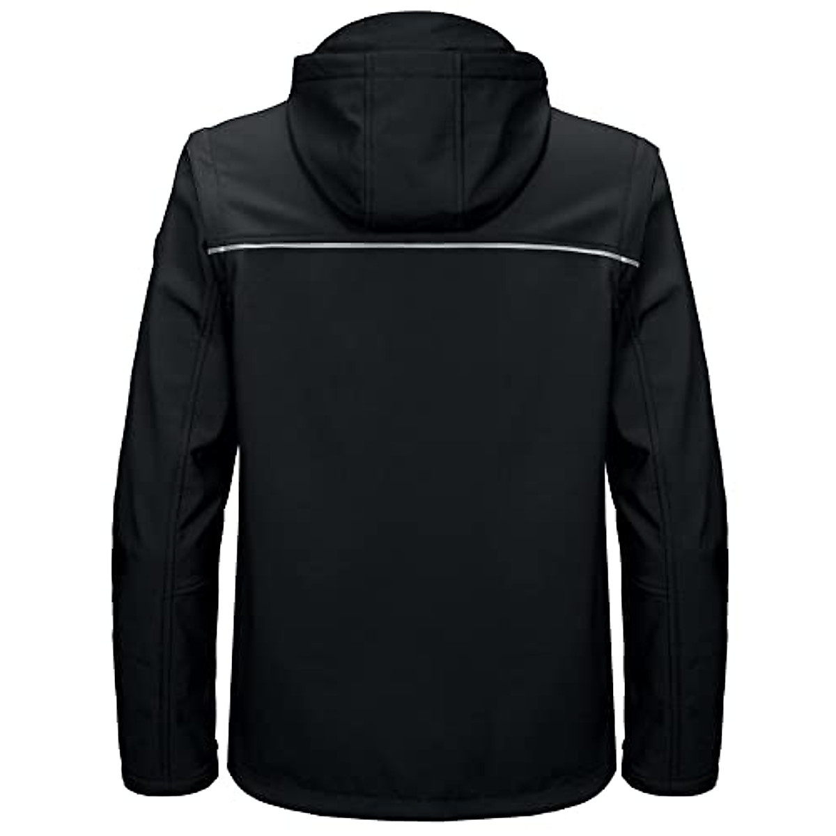 Little Donkey Andy Men's Waterproof Softshell Jacket with Detachable Sleeves and Hood, Fleece Mountain Ski Snow Rain Coat Black Size XL