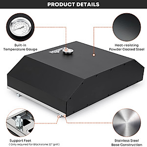 Stanbroil Outdoor Pizza Oven Pizza Maker for Blackstone 22", 28" Tabletop Griddles Cooking Station, Blackstone Flat Top Gas Grill Accessories with Temperature Gauge, 17.3 in. x 12 in. Pizza Stone
