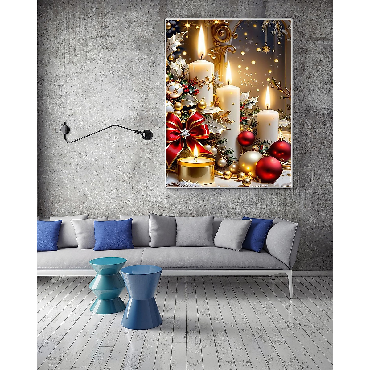 AREOPNMG Christmas 5D Diamond Painting Kits for Adults Beginners,DIY Winter Candles Diamond Art,Full Round Drill Diamond Dot Gem Art Kits,Sweet Home Wall Decor 12x16 Inch